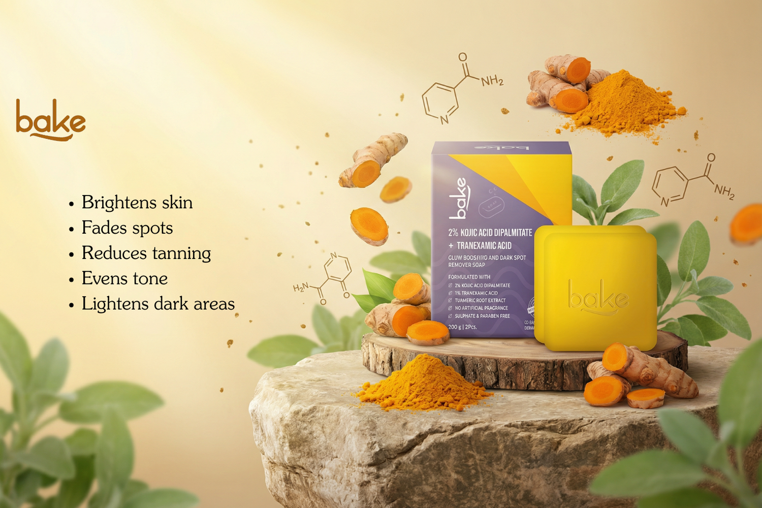 Bake 2% Kojic Acid + Turmeric Soap with Niacinamide – Your Daily Brigh